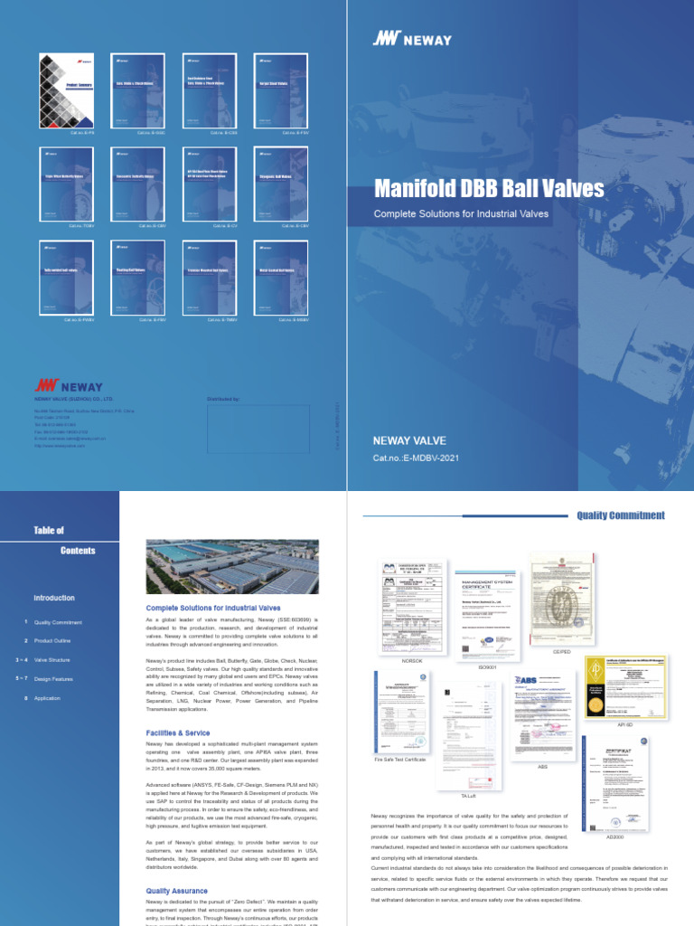 Manifold DBB Ball Valves Catalog | PDF | Valve | Safety