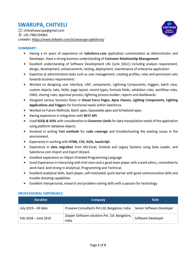 Swarupa C Resume-2 | PDF | Loans | Computer Programming