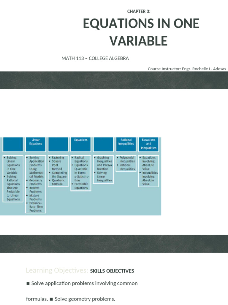 Math 113 - Chapter 3 Cont. - Applications Involving Linear Equations ...