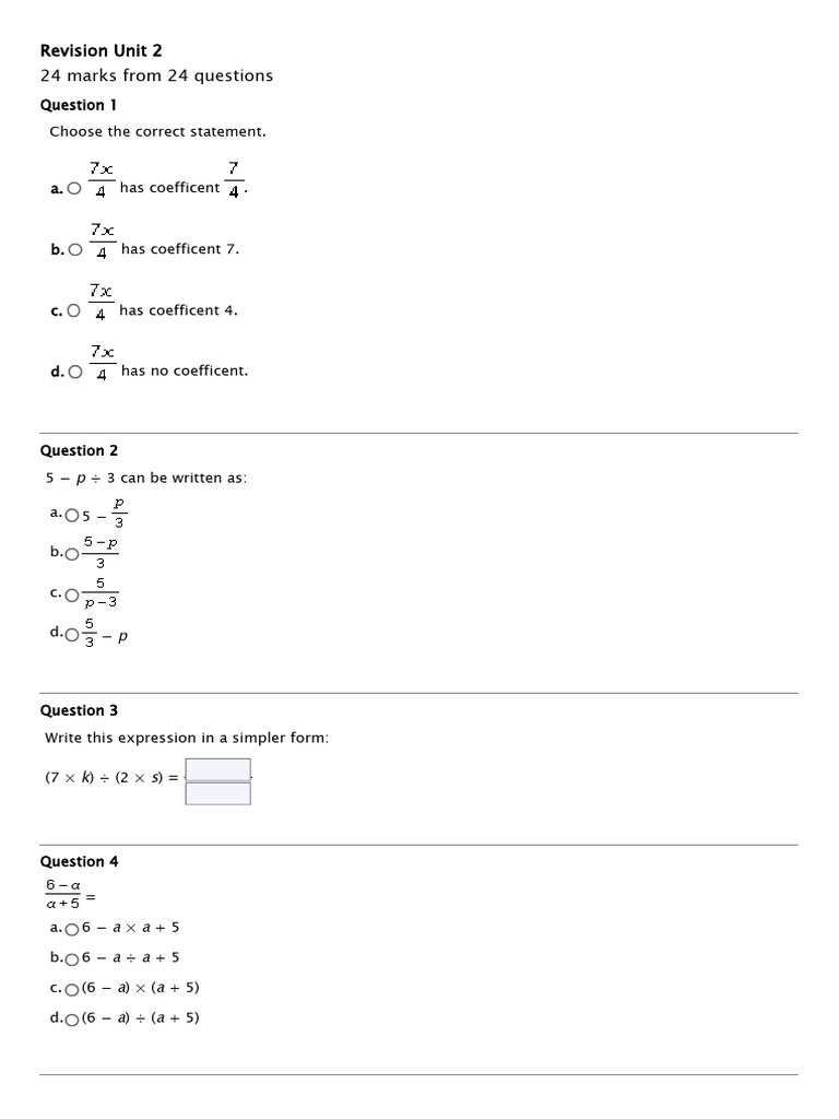 Revision-Unit-2 | PDF | Inequality (Mathematics) | Mathematics