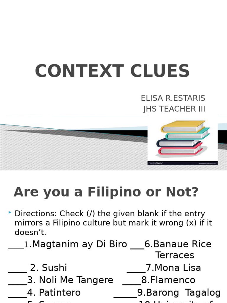 Understanding Context Clues in Filipino Culture | PDF | Foreign ...