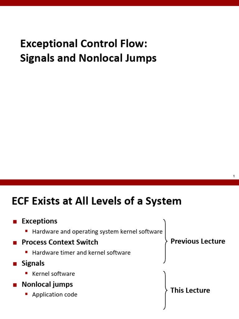 Lecture 13 - Exceptional Control Flow - Signals and Nonlocal Jumps | PDF | Process (Computing ...