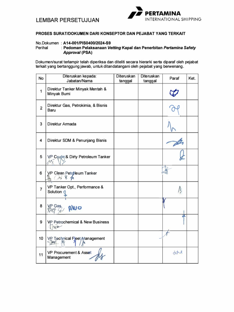 Pedoman Pelaksanaan Vetting Dan Penerbitan Pertamina Safety Approval ...