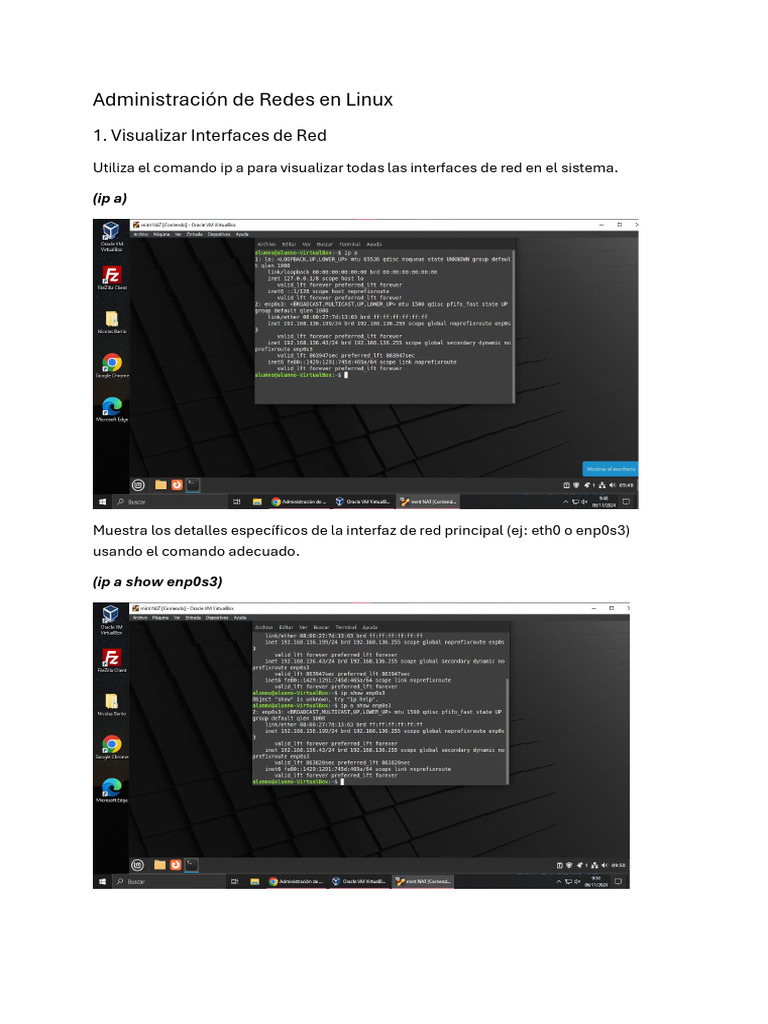 Administración de Redes en Linux 1 | PDF | Dirección IP | Protocolos de capa de red