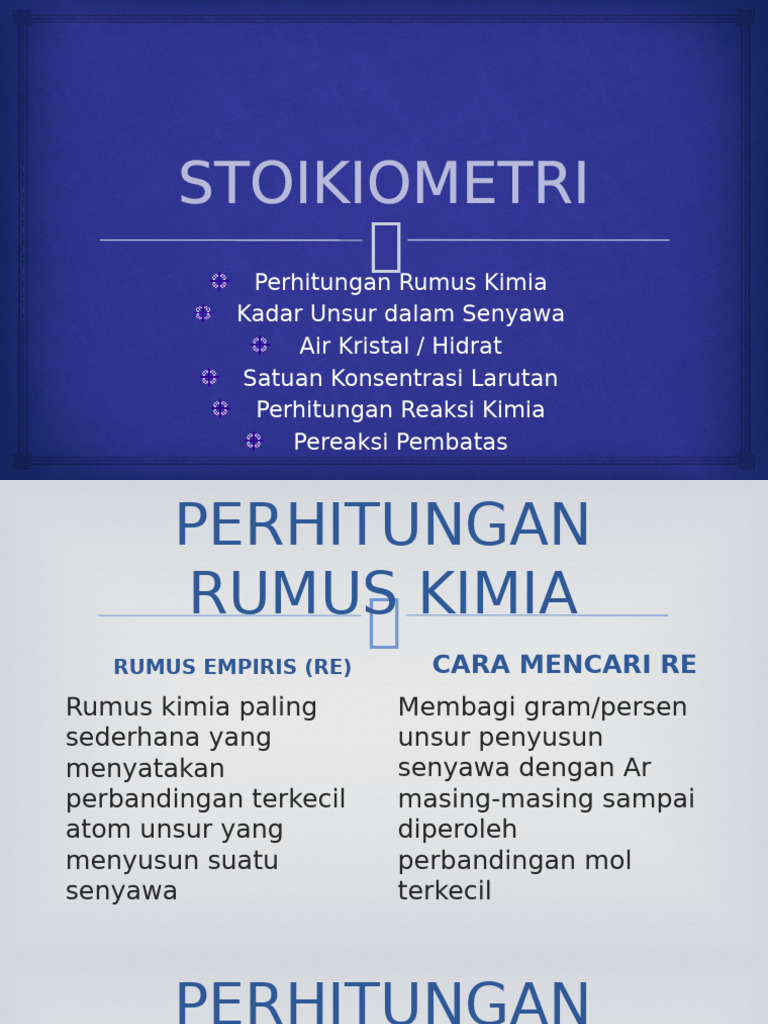 Rumus dan Perhitungan Stoikiometri | PDF | Sains & Matematika