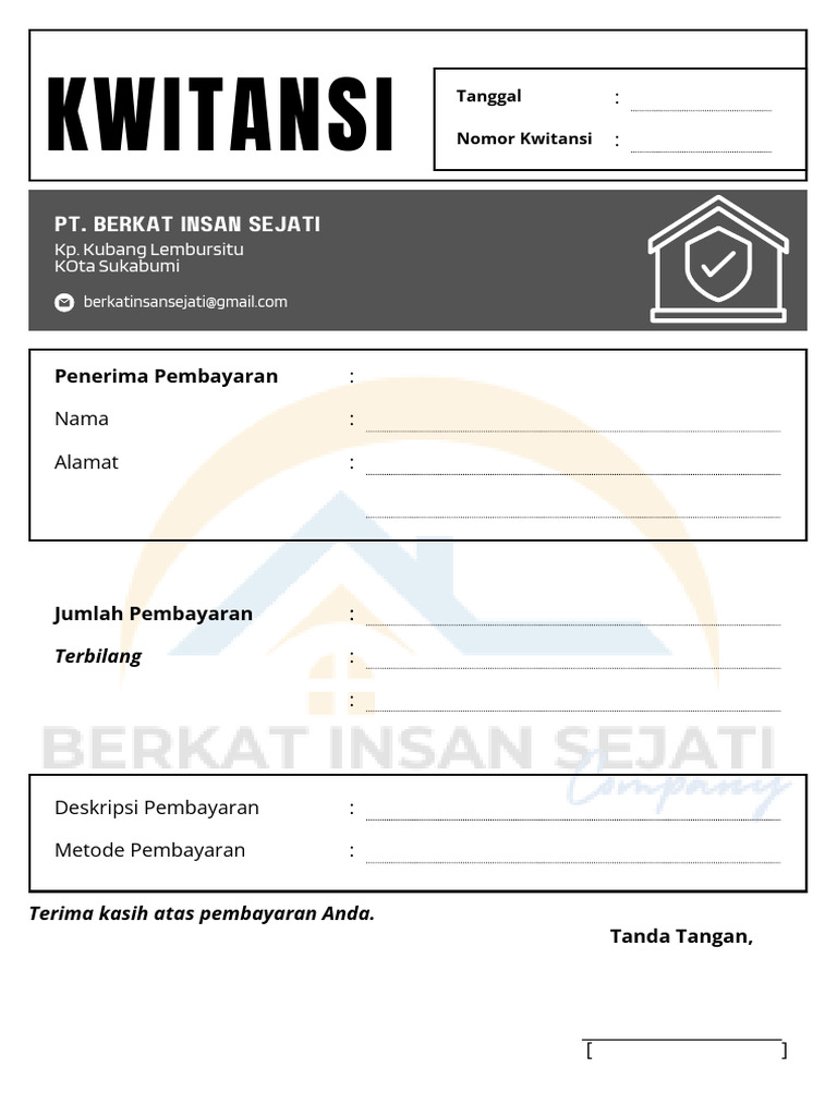 Template Kwitansi Pembayaran Editable | PDF