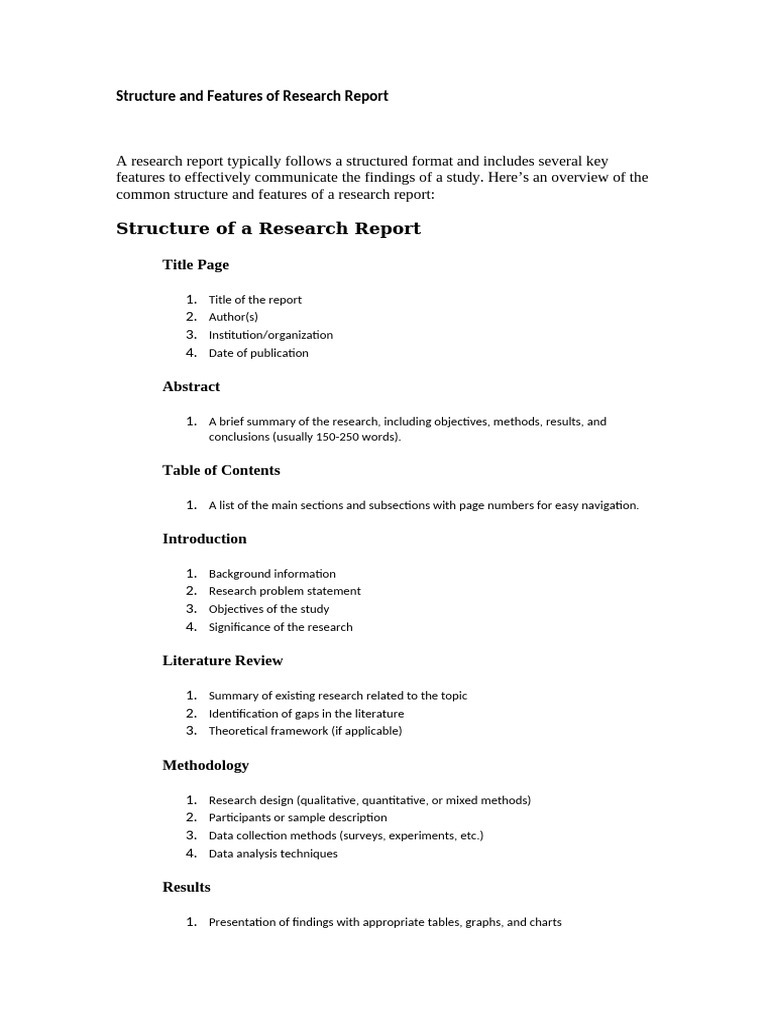 Structure and Features of Research Report | PDF | Data | Citation