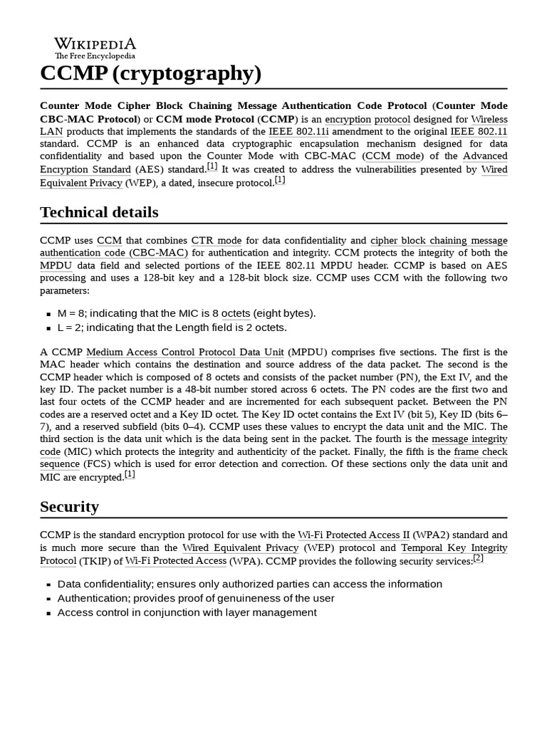 CCMP_(cryptography) | PDF | Security | Cyberwarfare CCMP_(cryptography) | PDF | Security | Cyberwarfare