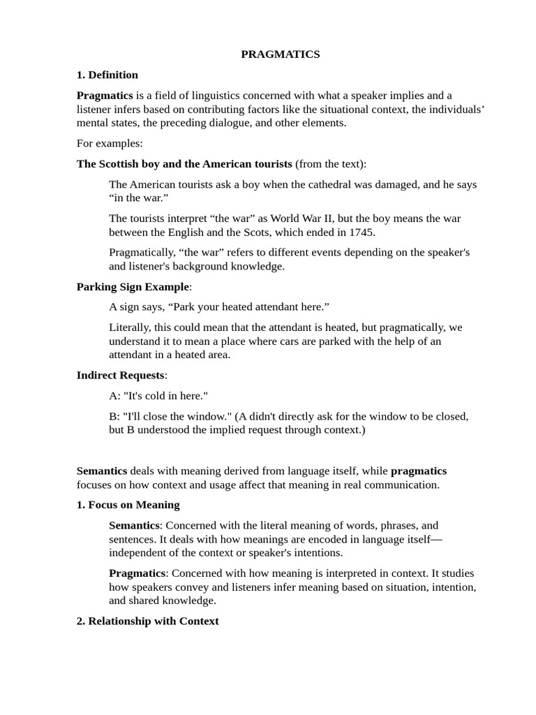 PRAGMATICS | PDF | Semantics | Ambiguity
