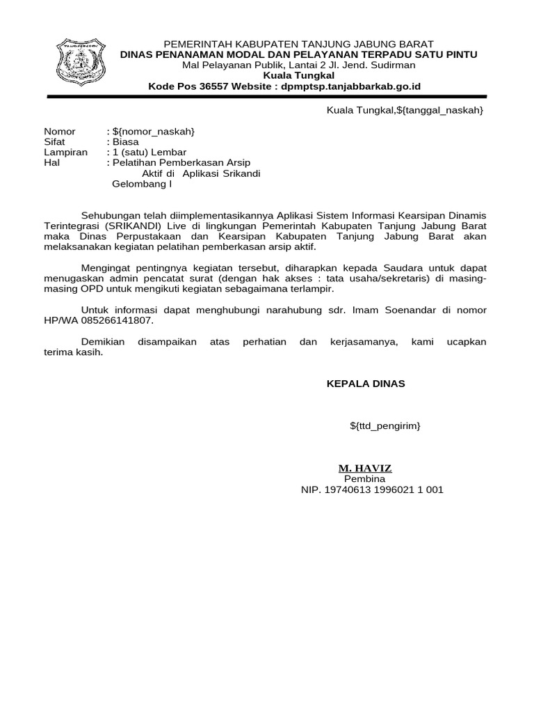 Format Contoh Surat Srikandi | PDF