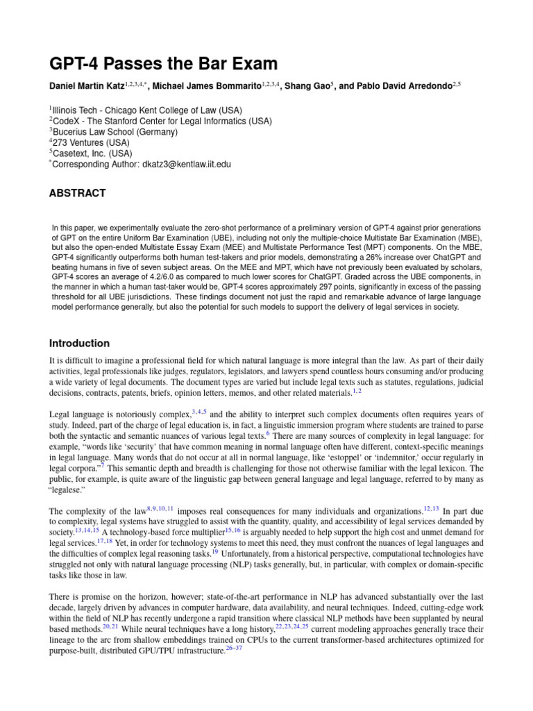 GPT-4 Passes The Bar Exam | PDF | Computers