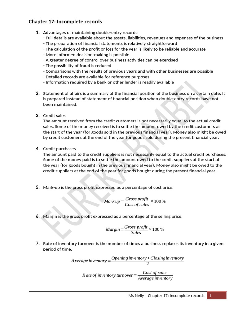 Understanding Incomplete Financial Records | PDF | Credit | Finance ...