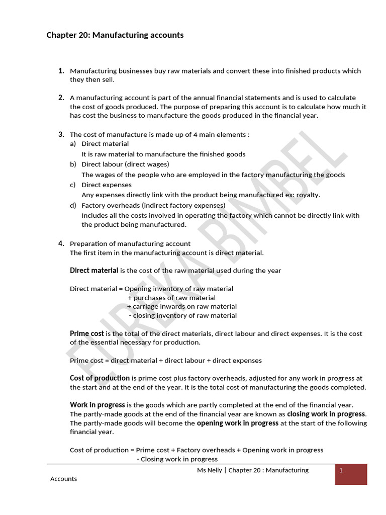 Manufacturing Accounts Explained | PDF | Cost Of Goods Sold | Business ...