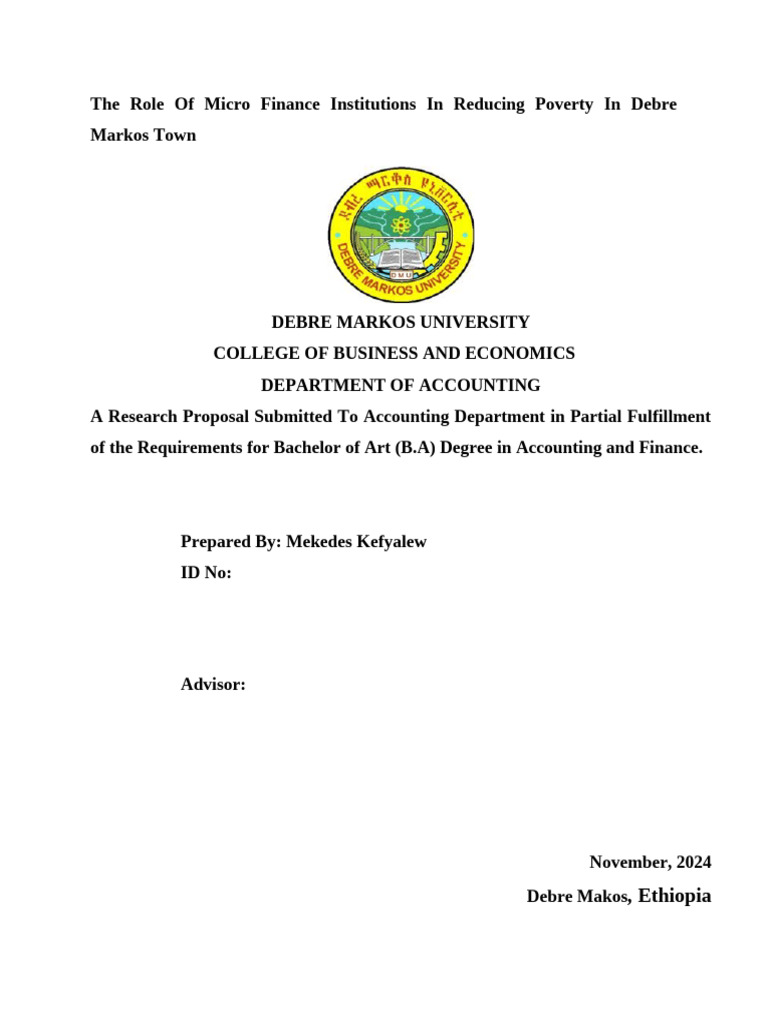 The Role of Micro Finance Institutions in Reducing Poverty in de | PDF ...