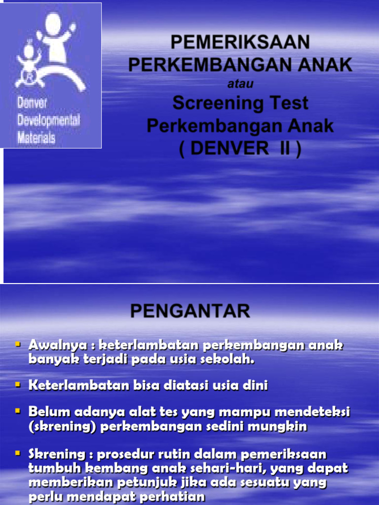 Skrining Perkembangan Anak Denver II | PDF | Kesehatan Holistik