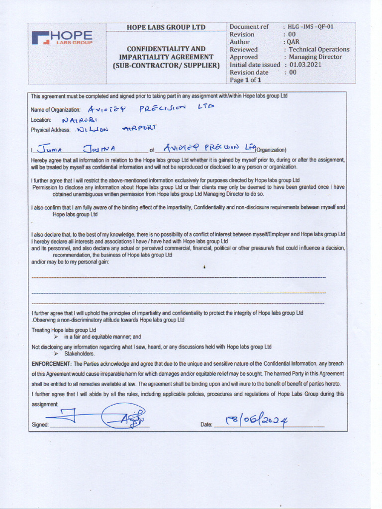 Confidentiality Form | PDF