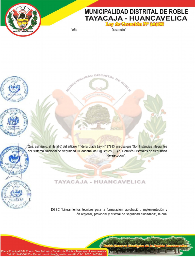 Ordenanza Municipal Codisec | PDF | Gobierno local | Perú