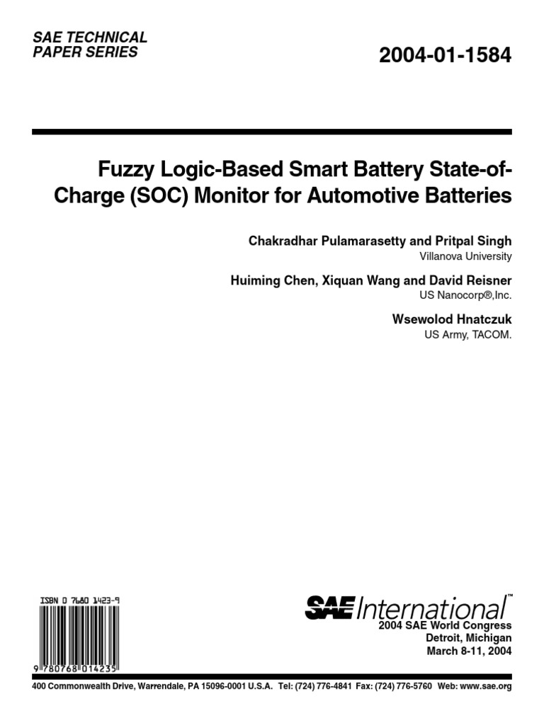 Fuzzy Logic-Based Smart Battery State-ofCharge (SOC) Monitor For ...