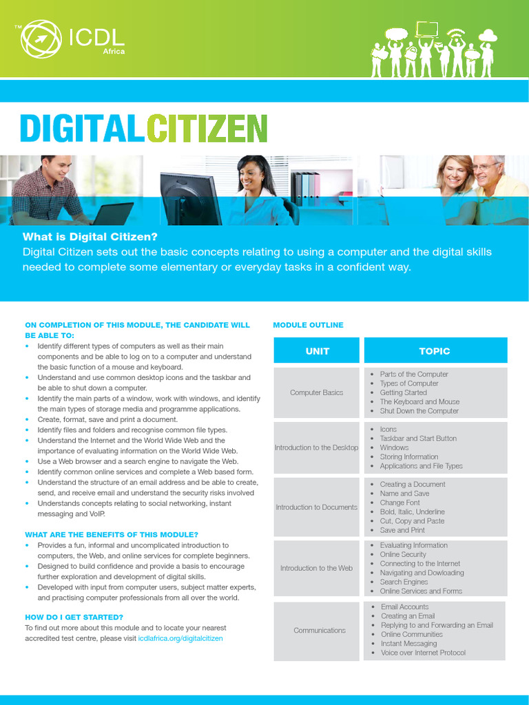 Icdl Africa Digital Citizen Info Sheet v1.0 | PDF | Desktop Computer ...