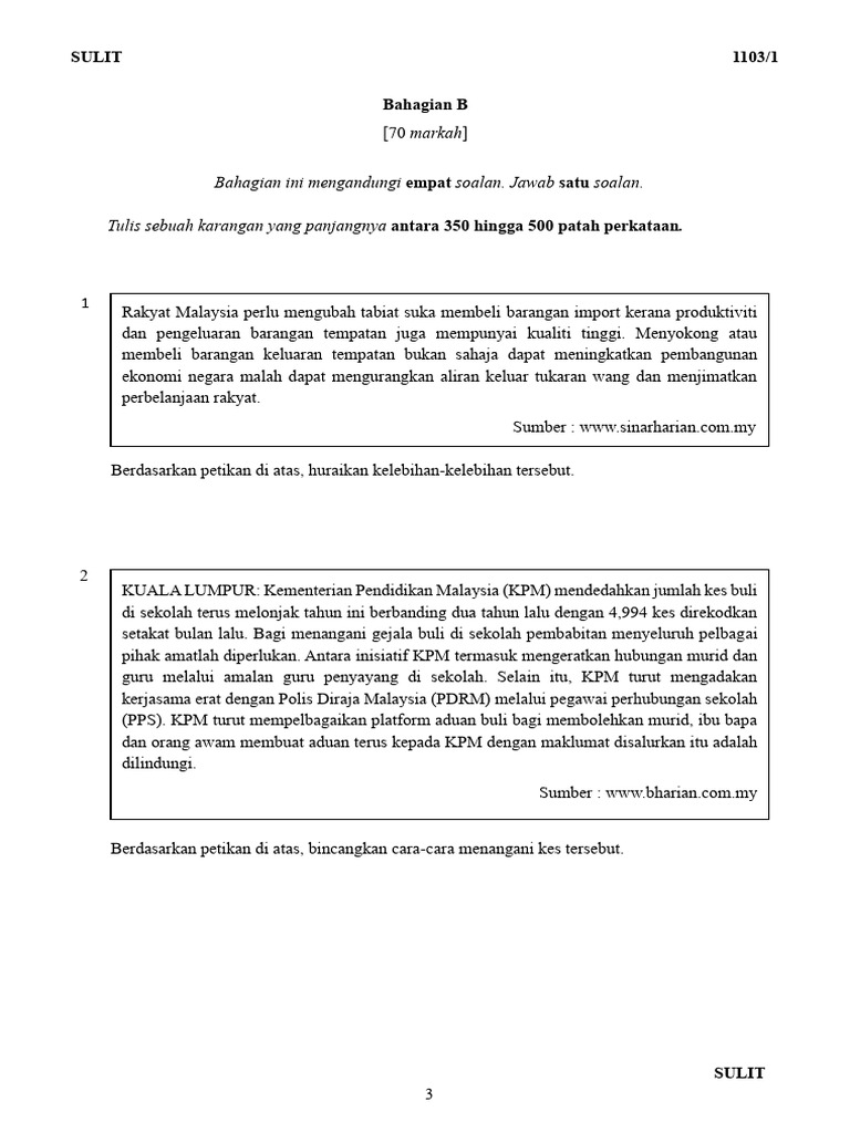 Karangan Bahagian B | PDF