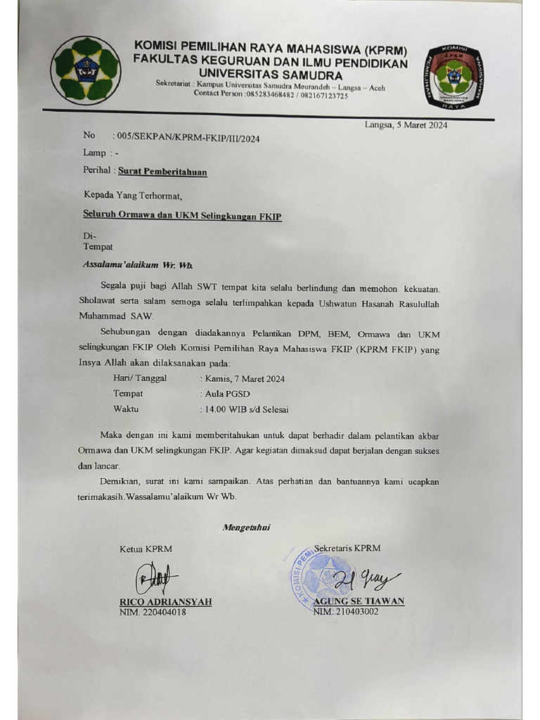 Undangan Ormawa | PDF