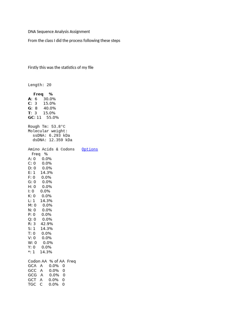 DNA Sequence Analysis Assignment | PDF | Science & Mathematics