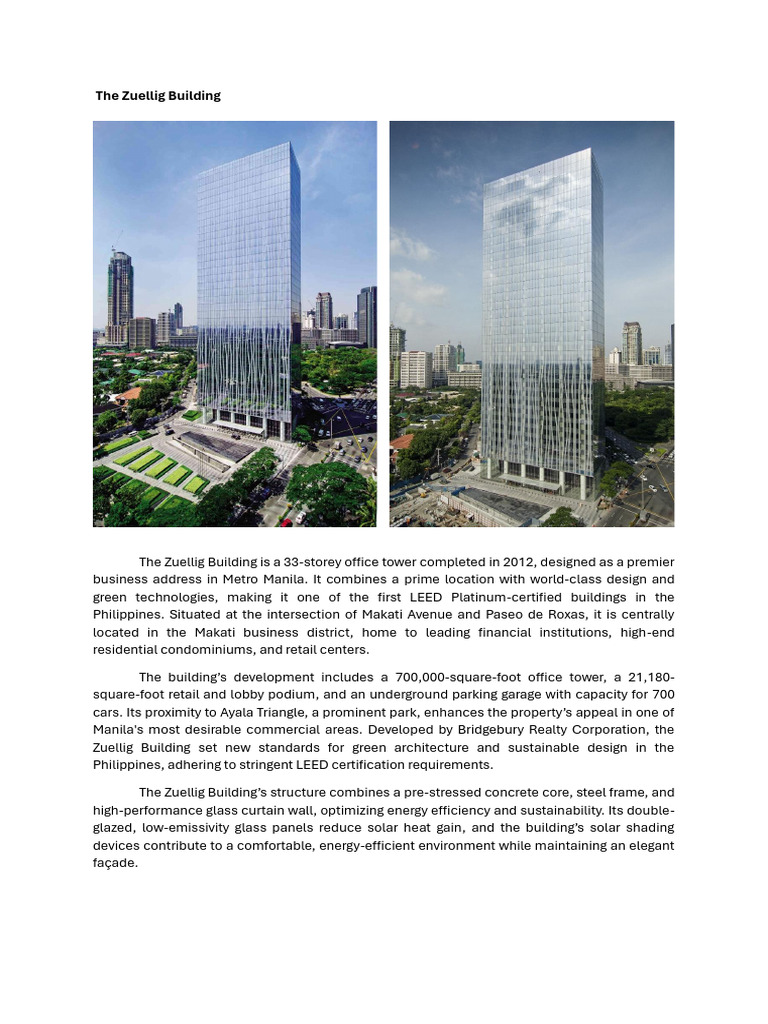 Zuellig Building: A Sustainable Landmark | PDF | Concrete | Efficient ...