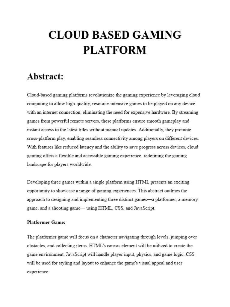 Cloud Based Gaming Platform | PDF | Computer Science | Computing