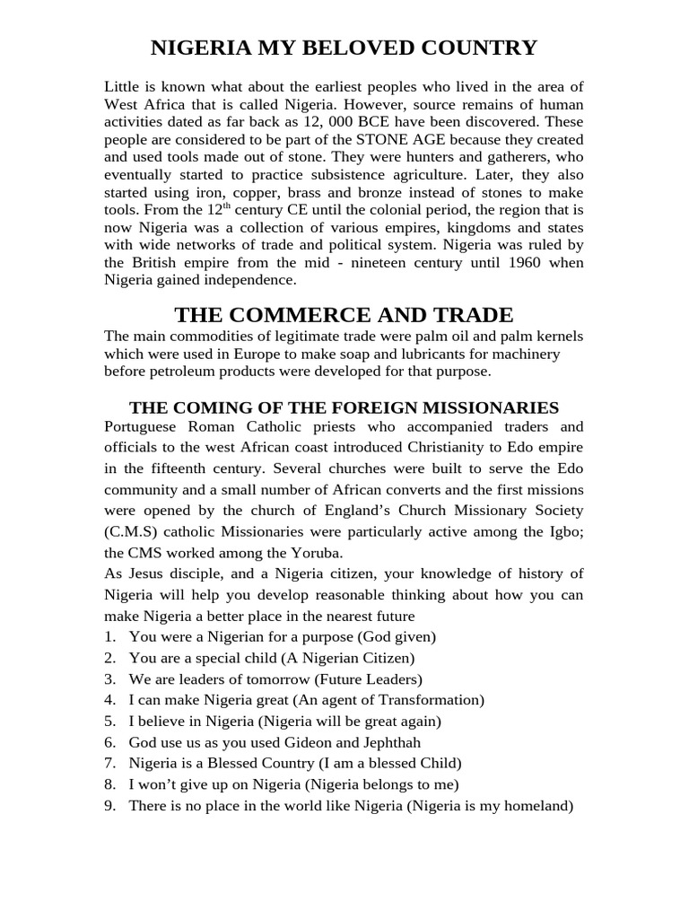 Nigeria My Beloved Country | PDF | West Africa | Nigeria