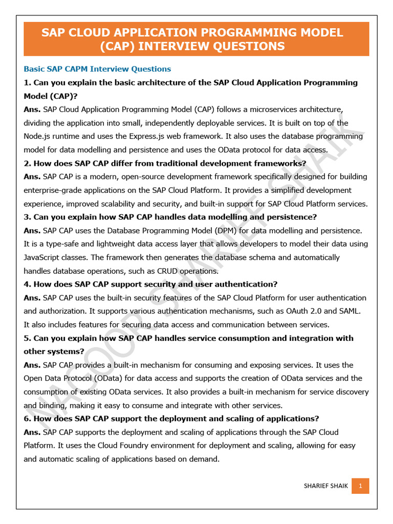 Sap Cloud Application Programming Model Capm | PDF | Databases | Sql