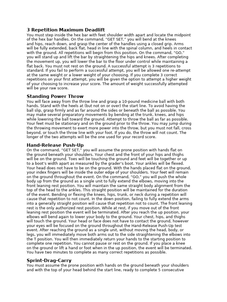 ACFT instructions | PDF | Anatomical Terms Of Motion | Foot