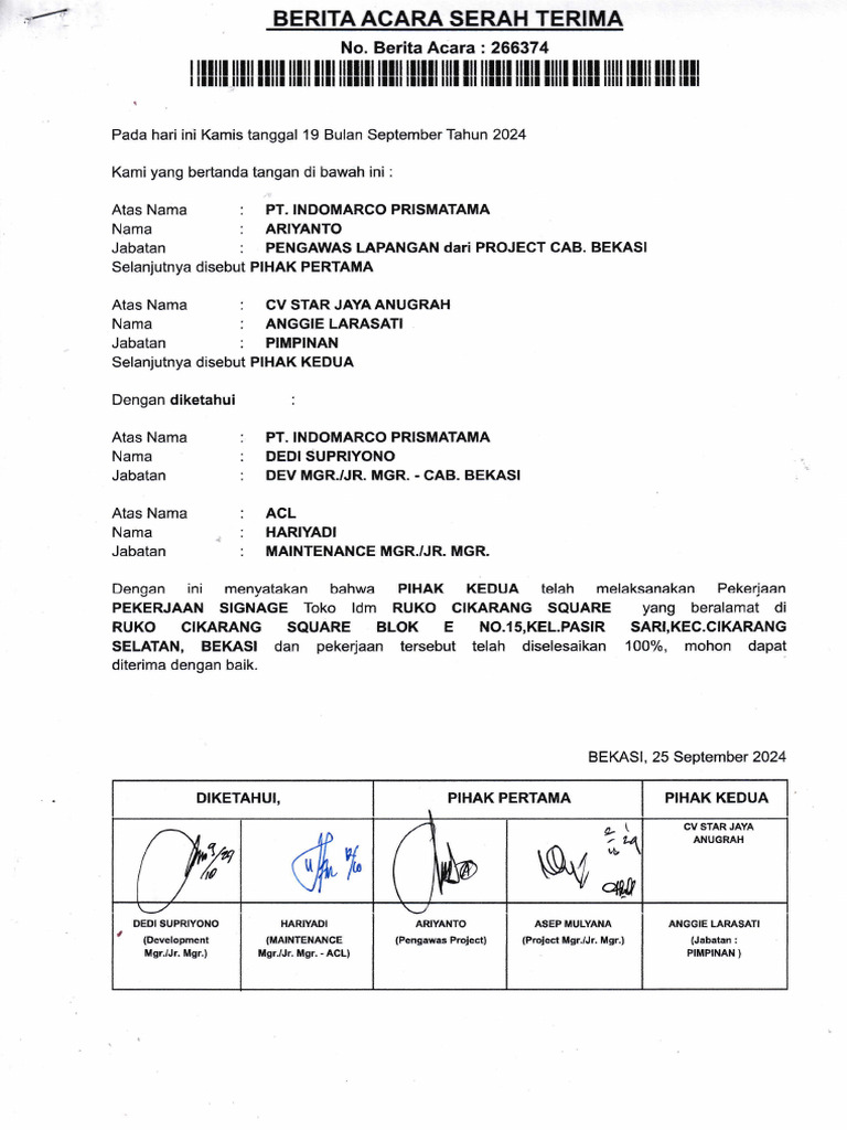 Cv. Star Jaya Anugrah - Baof Ruko Cikarng Square | PDF