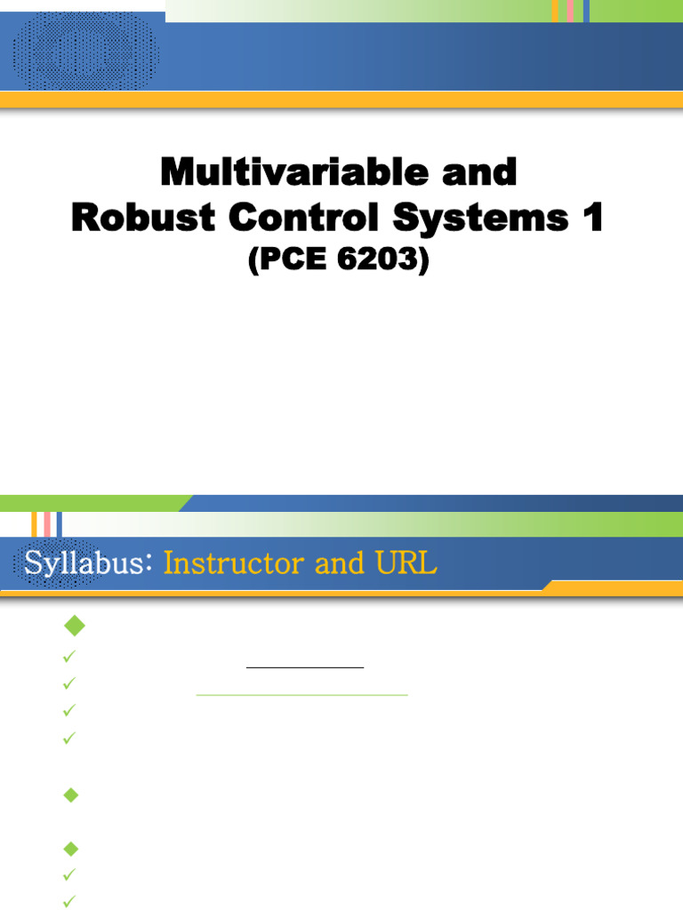 Multivariable & Robust Control Course | PDF | Applied Mathematics | Mechanics