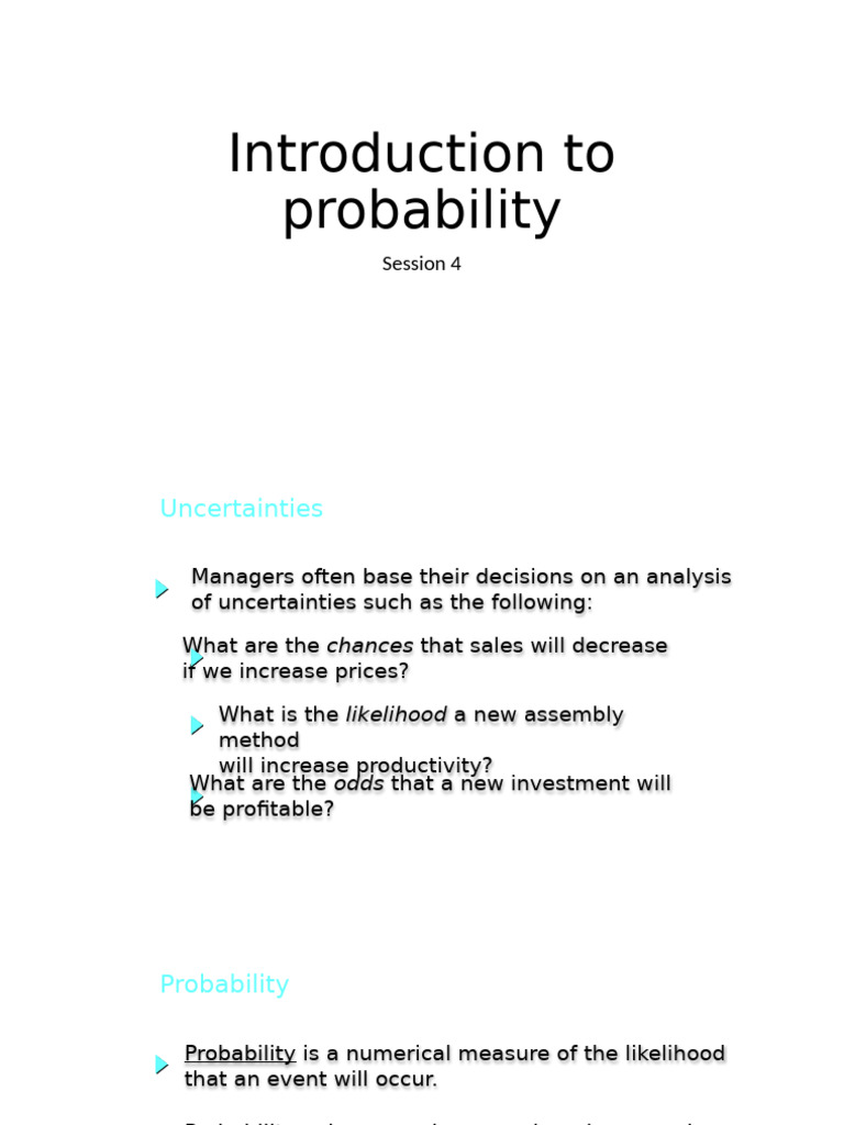 Session 4 Introduction To Probability | PDF | Probability | Experiment