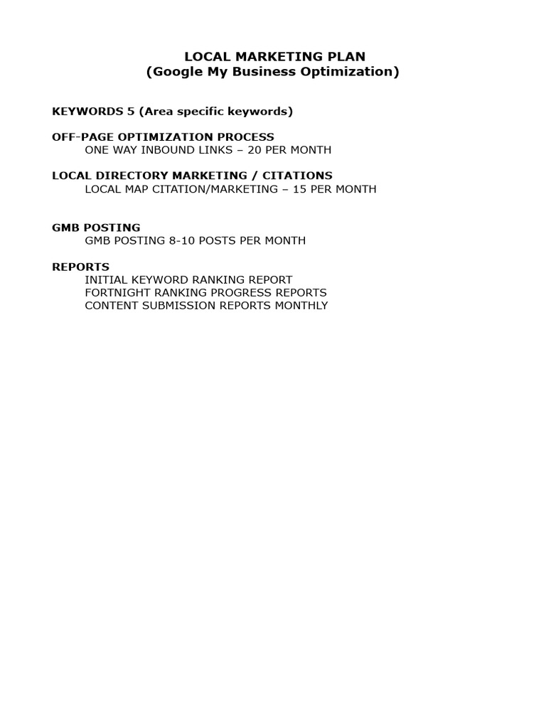 Local Marketing GMB Plan | PDF