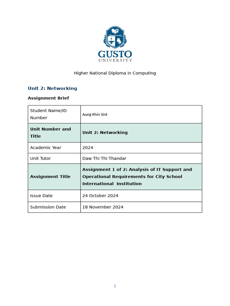 HND - 60 Unit-2 Networking Assignment 1 Brief | PDF