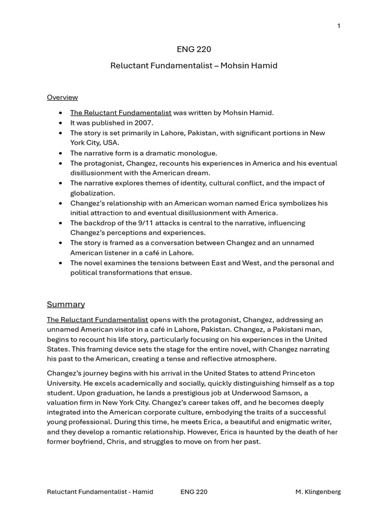 Reluctant Fundamentalist - Hamid | PDF | Narrative | Narration