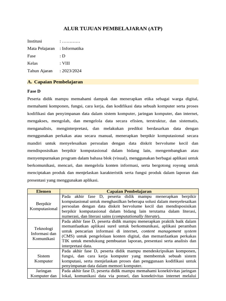 Alur Tahap Pembelajaran | PDF | Teknologi & Rekayasa