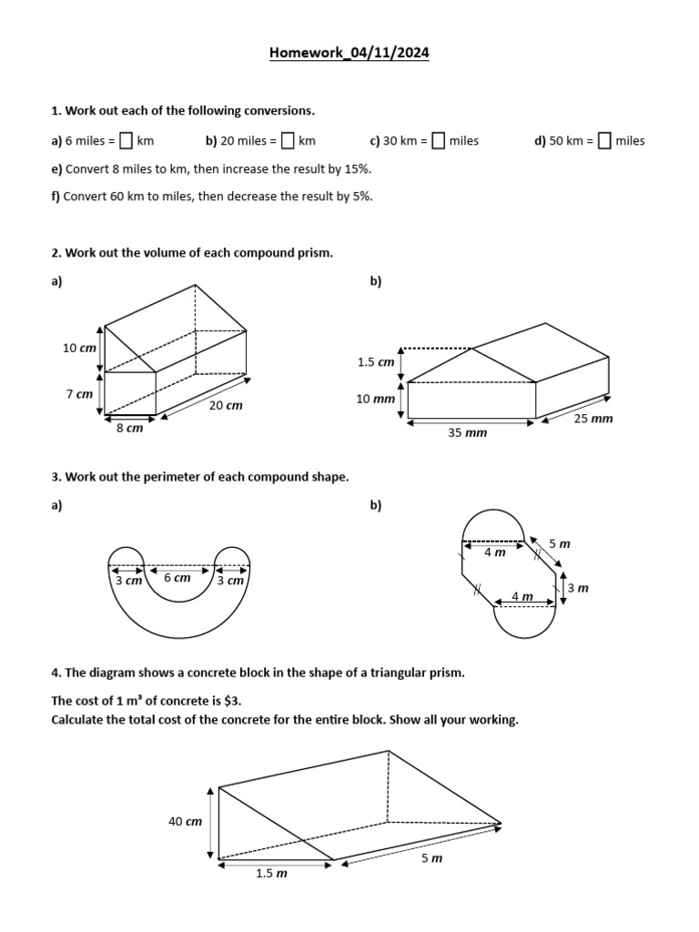 Homework_04112024 | PDF | Area | Geometric Shapes