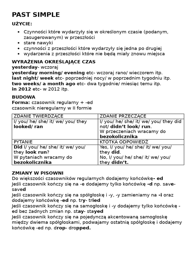 Past Simple | PDF
