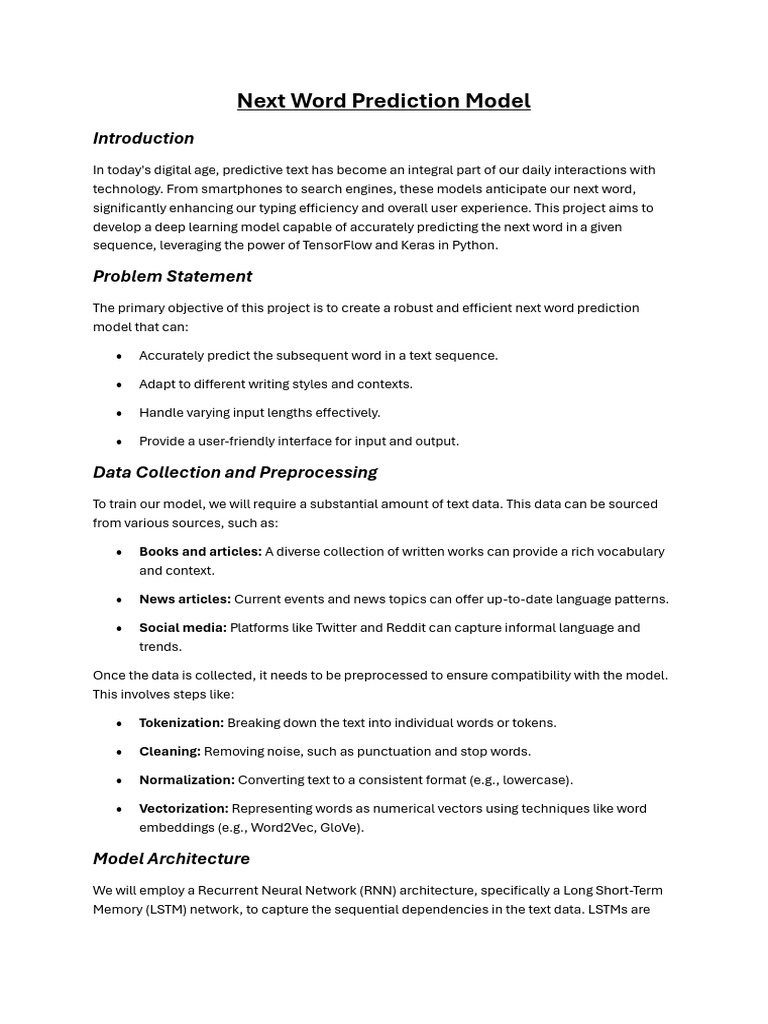 Next Word Prediction Model | PDF | Information Science | Artificial ...