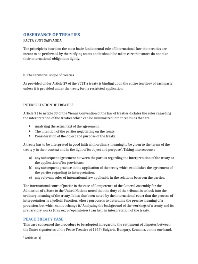 Understanding Treaty Obligations and Interpretation | PDF | Treaty ...