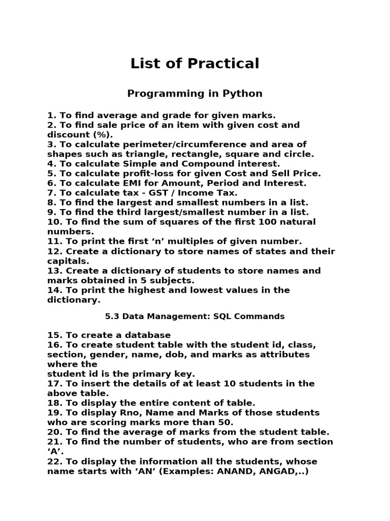 Practical Python and SQL Programming Tasks | PDF | Career & Growth