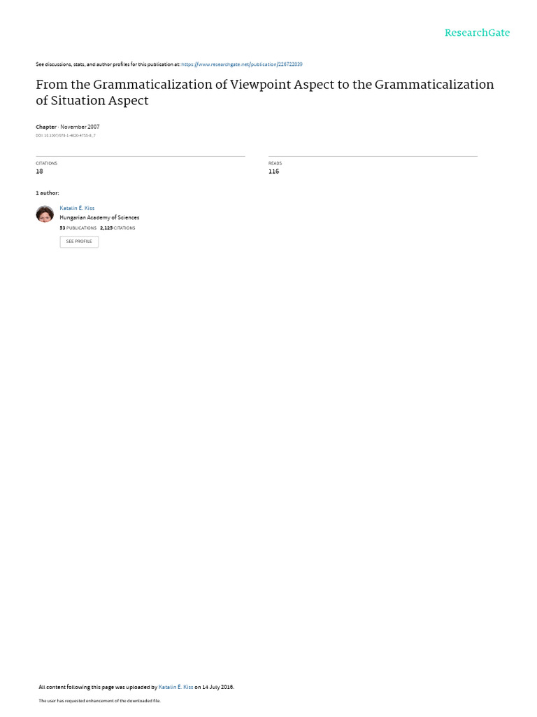 From The Grammaticalization of Viewpoint Aspect To | PDF | Grammatical Tense | Morphology ...