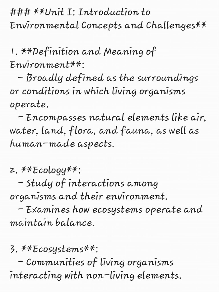 Bullet Points For Environmental I | PDF