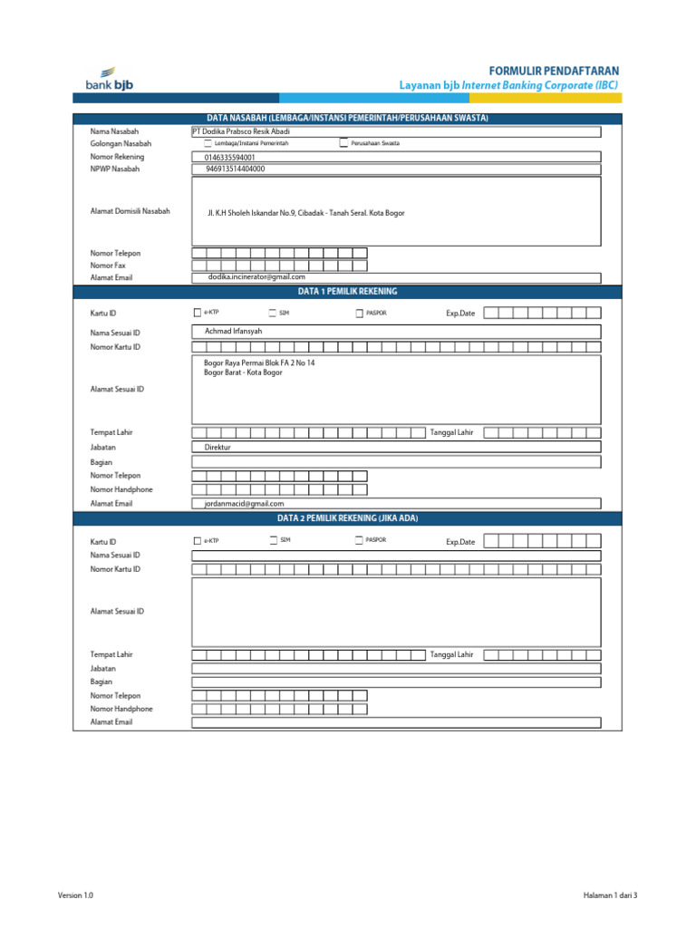 Form Pendaftaran IBC v.1 | PDF