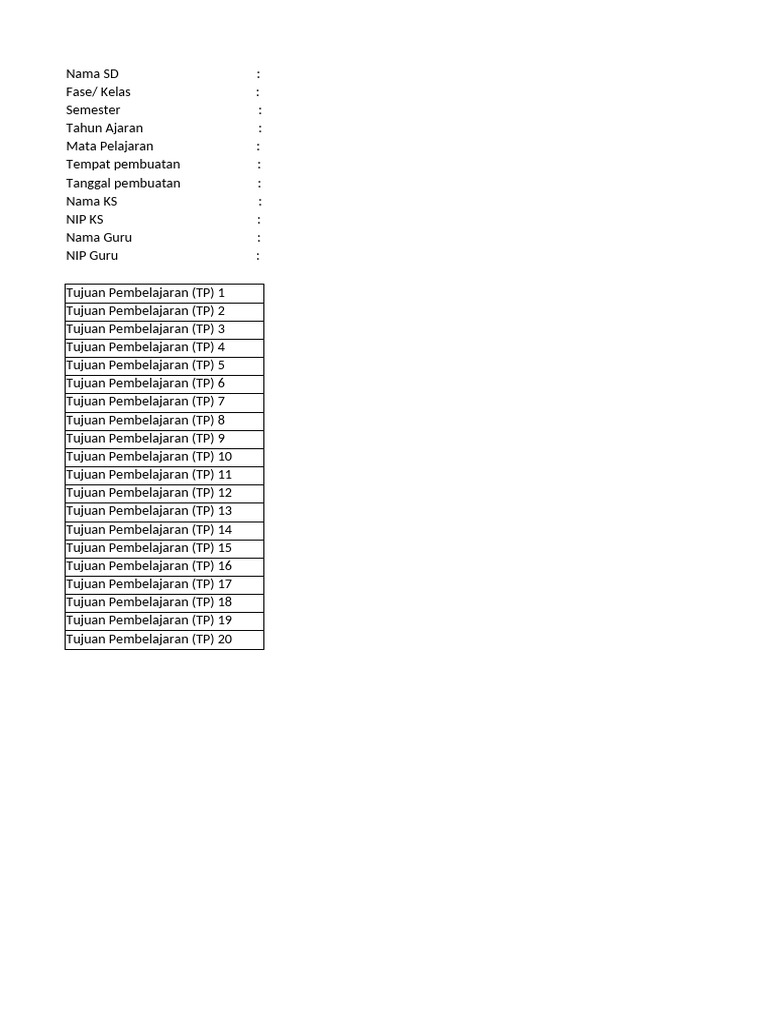 Form KKTP Kelas V SMT 1 - Rev | PDF