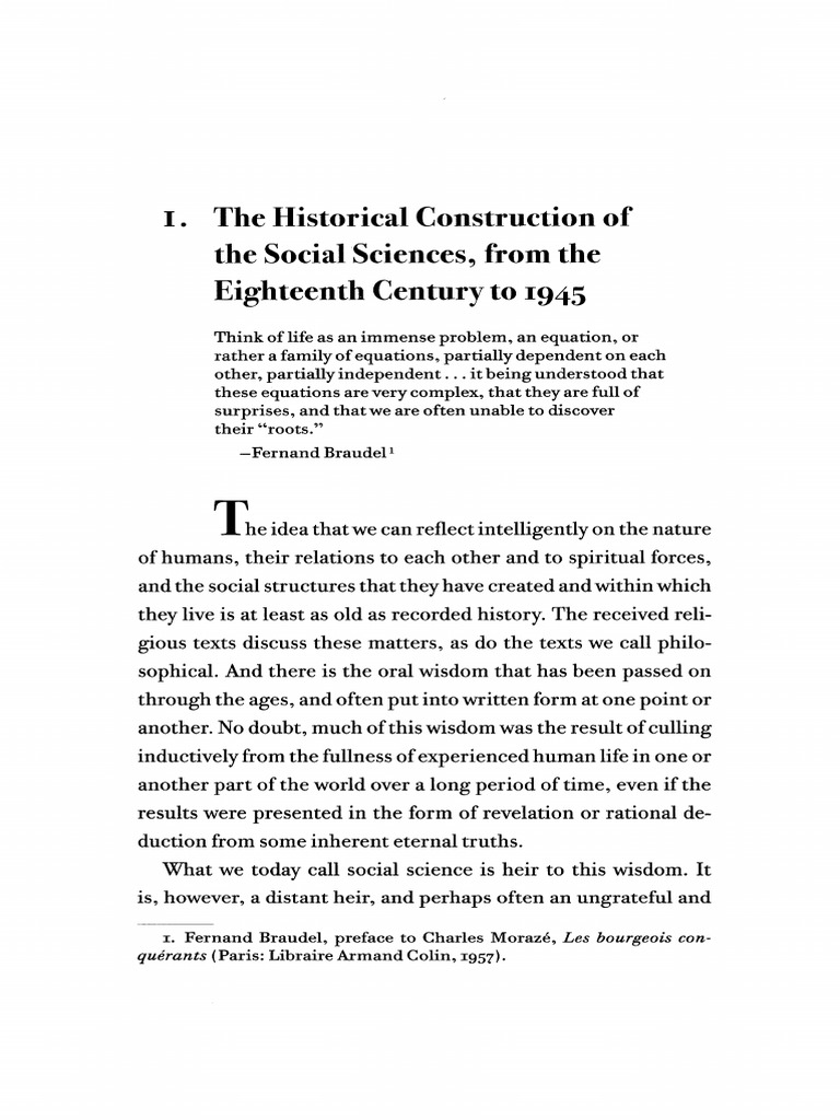 WALLERSTEIN - The Historical Construction of The Social Sciences From ...