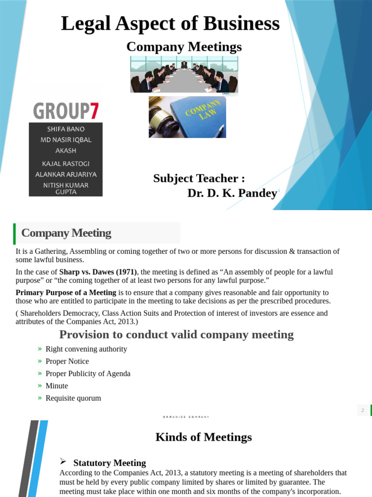 Company Meetings (Group 7) | PDF | Quorum | Board Of Directors