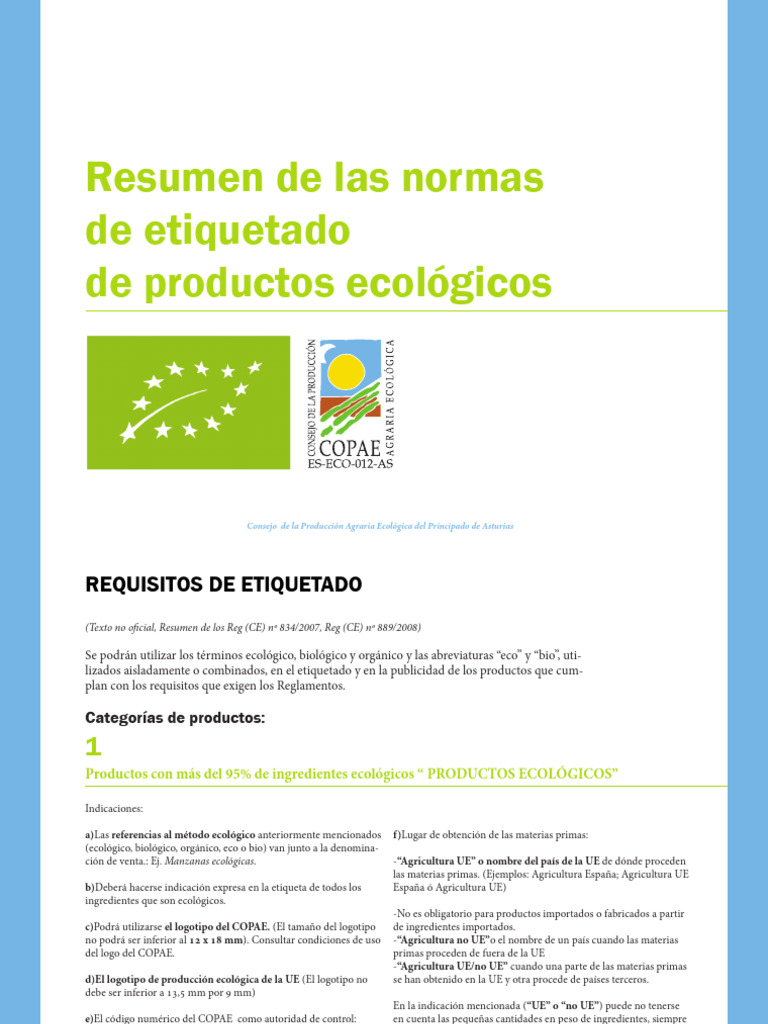 Resumen - Normas - Etiquetado ECO | PDF | Agricultura
